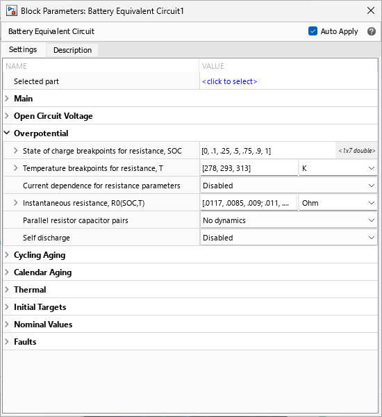 Parameterizeequivalentcircuitblock Parameterize Battery Equivalent